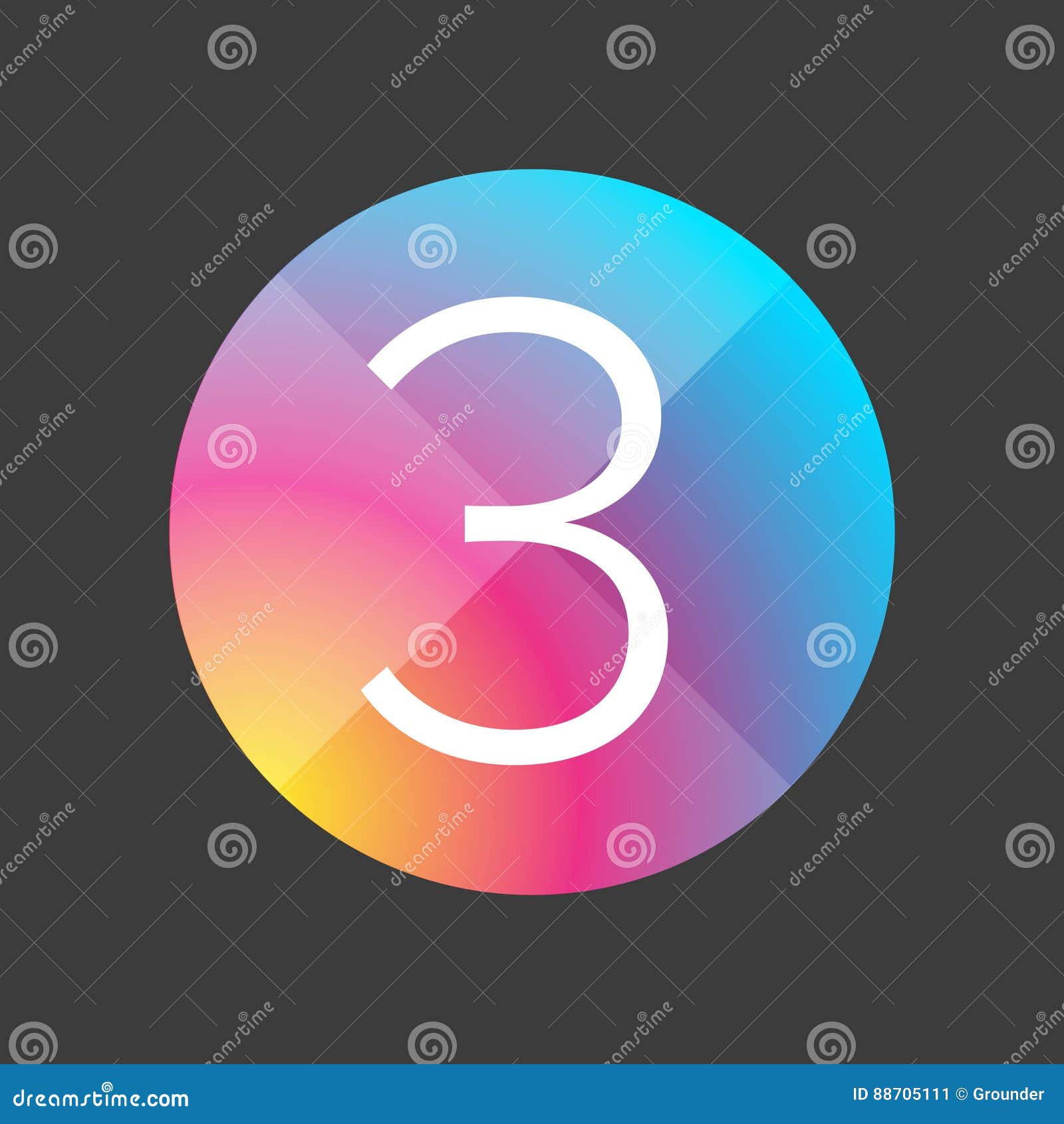Number Three Colorful Button Stock Vector - Illustration of design ...