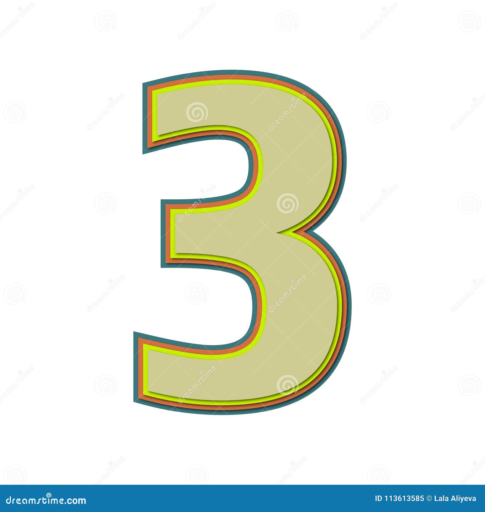 Number Three with Colorful Colors and Soft Shadow. Vector. Stock Vector ...