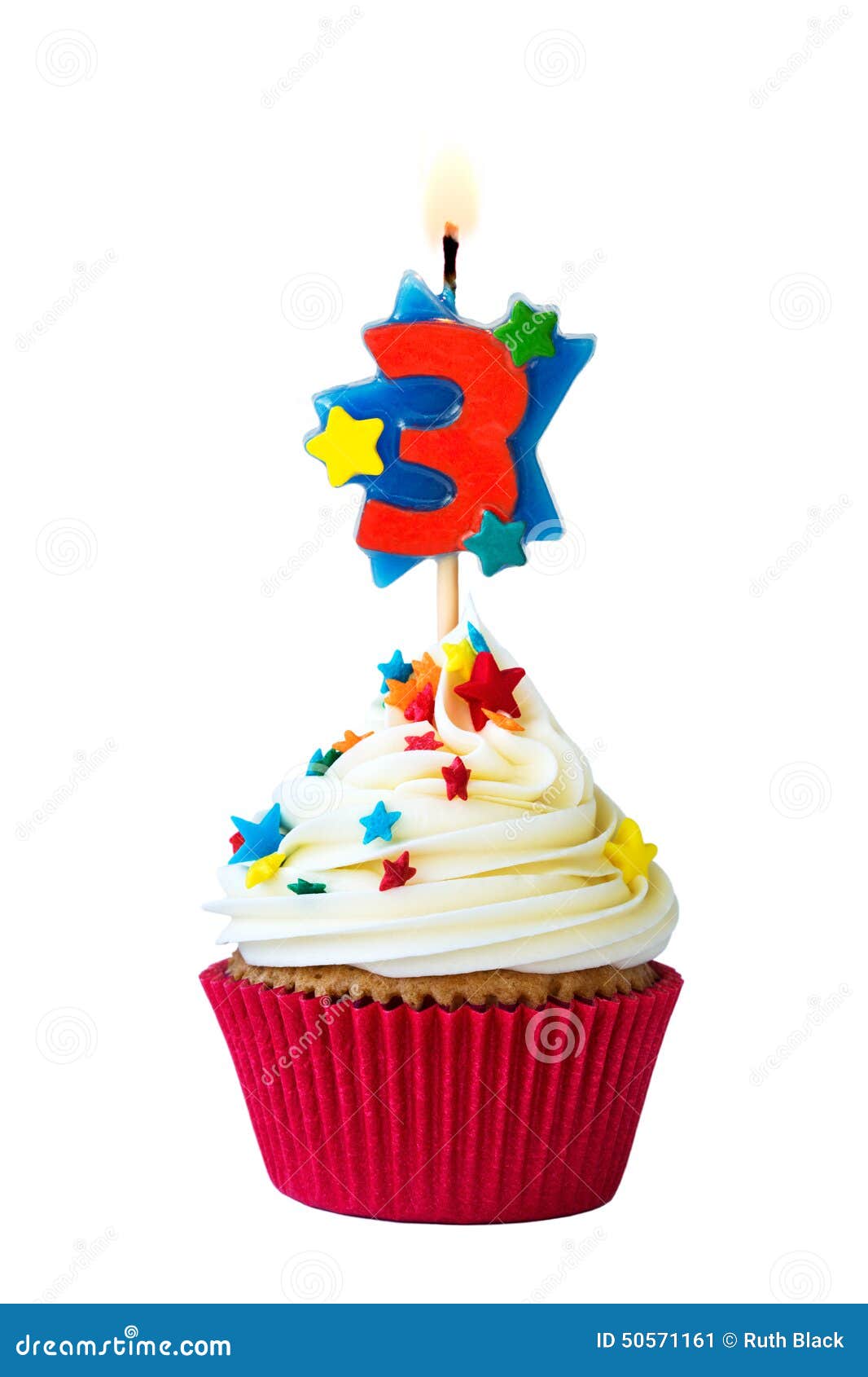 Number three cupcake stock image. Image of birthday, decorated - 50571161