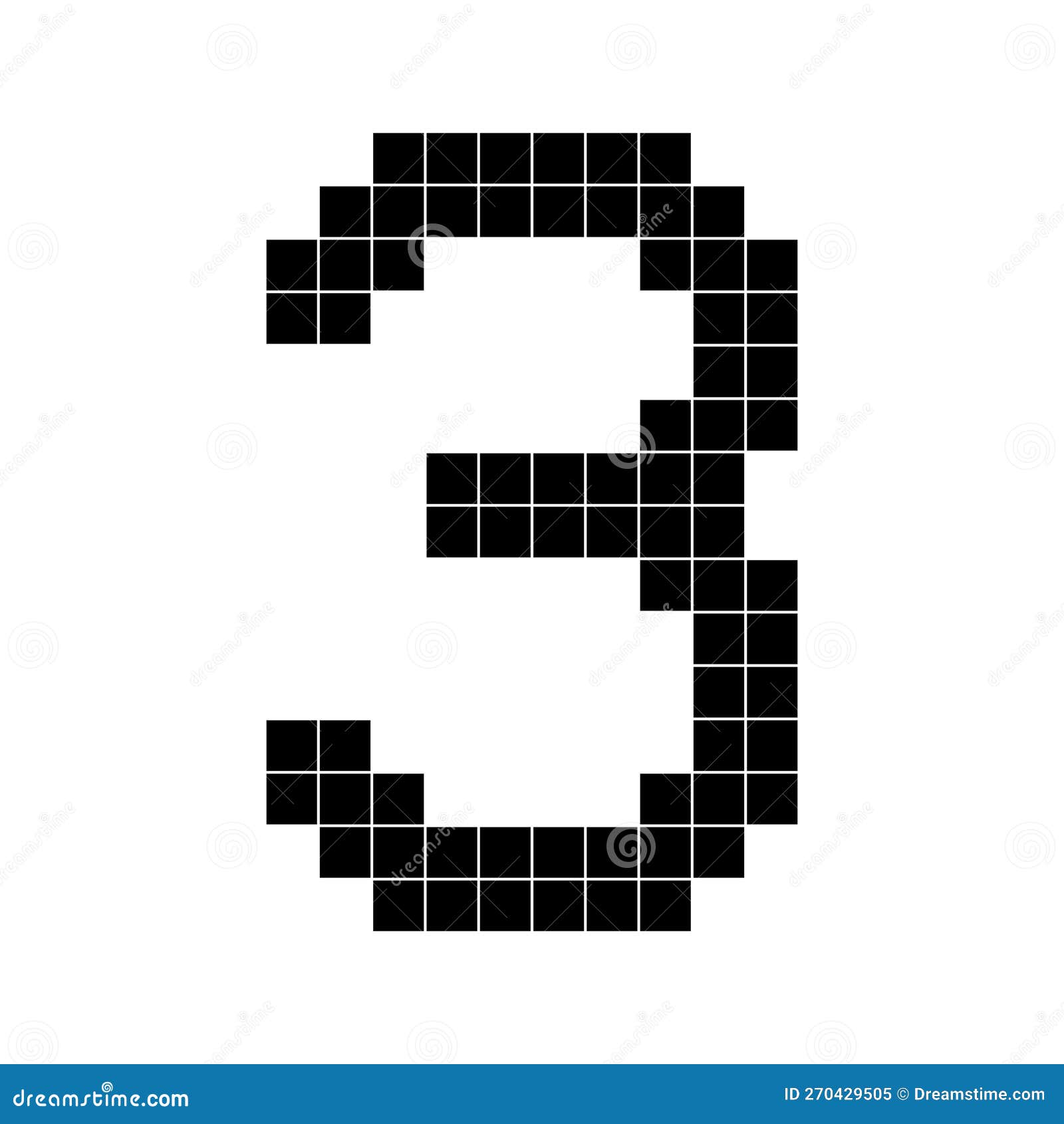 Number 3 Three, 3d Cube Pixel Shape Minecraft 8 Bit Stock Vector ...