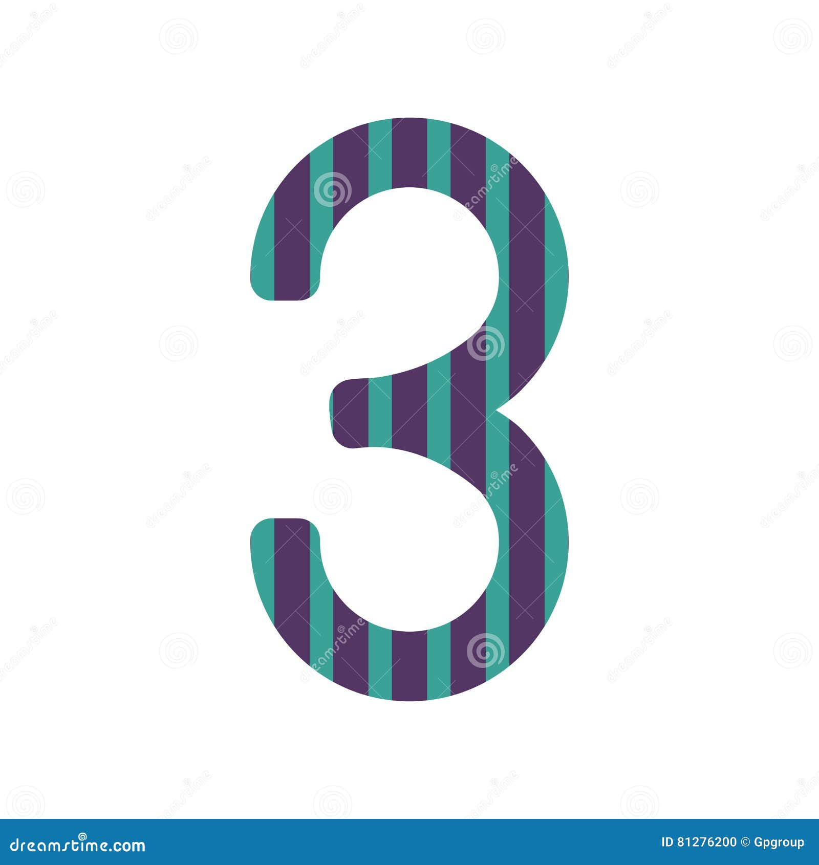 Number Three Design with Colorful Striped Stock Illustration ...