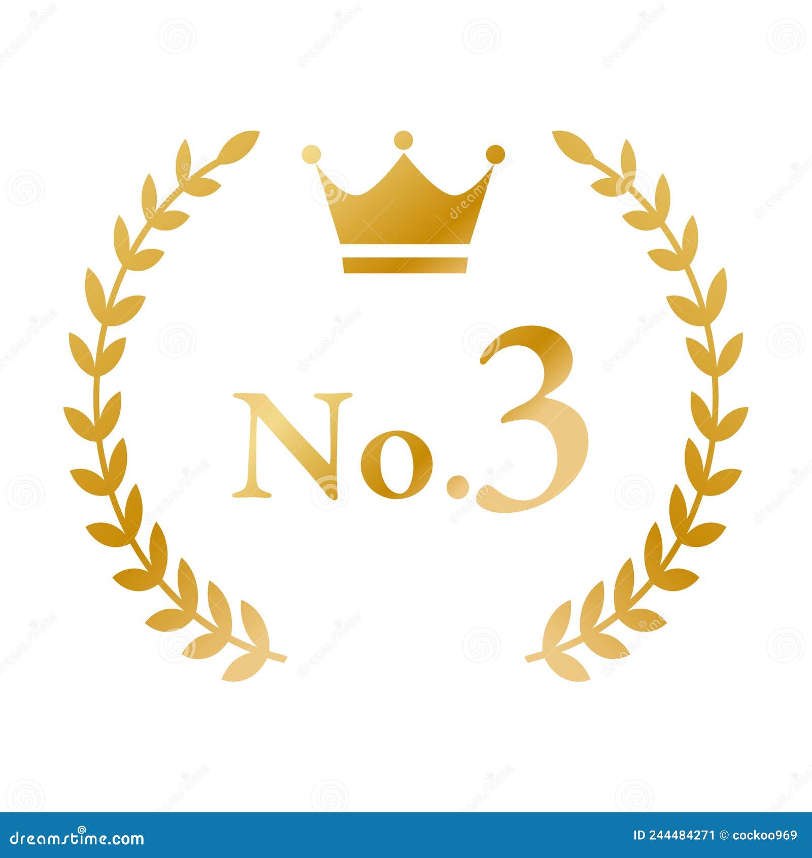 Number Three Design for Laurels and Crowns Stock Illustration ...