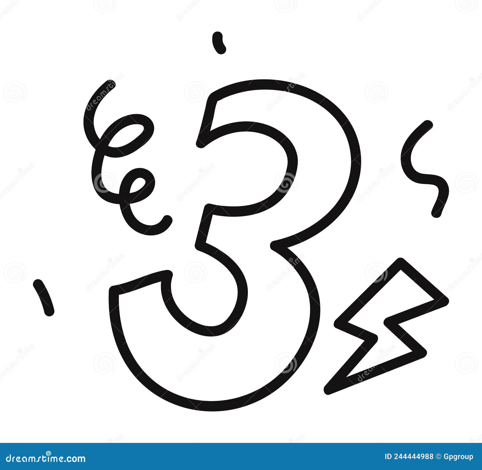 Number three design stock vector. Illustration of mathematics - 244444988