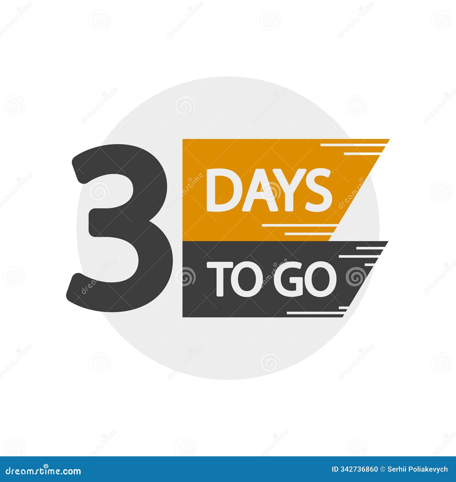 Number Three Focus. Bold 3 Days Banner. Yellow and Gray Design. Vector ...