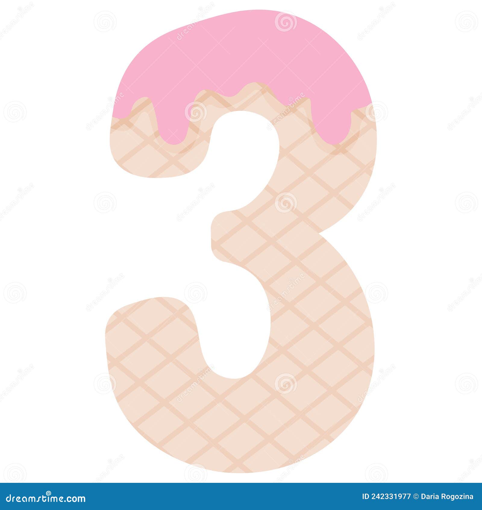 Number Three in the Form of Ice Cream Stock Vector - Illustration of ...
