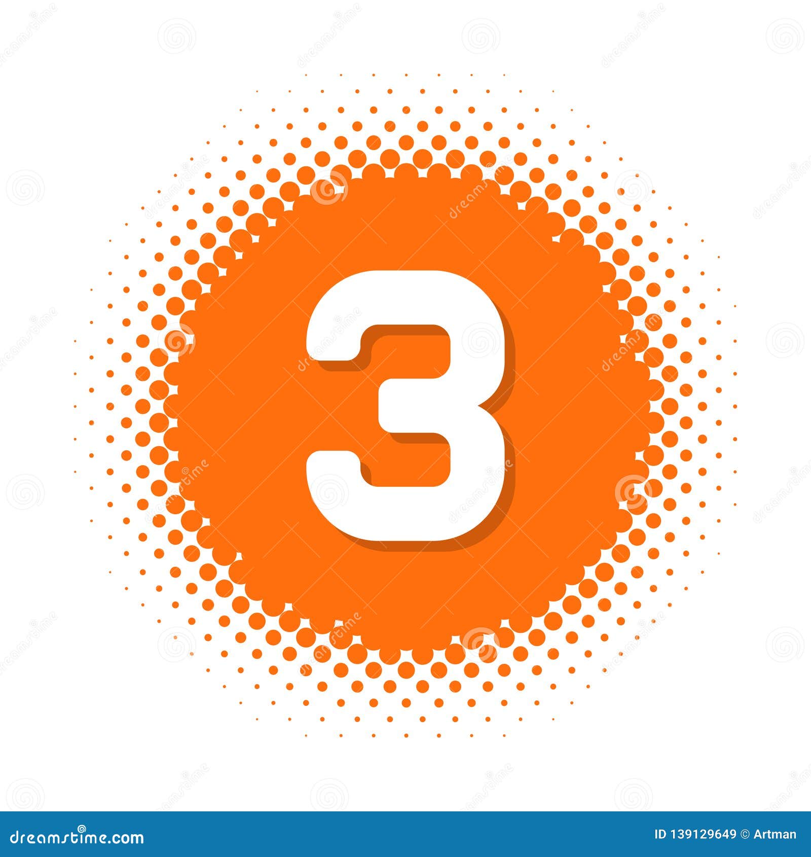 Number Three on Halftone Round Shape Stock Vector - Illustration of ...