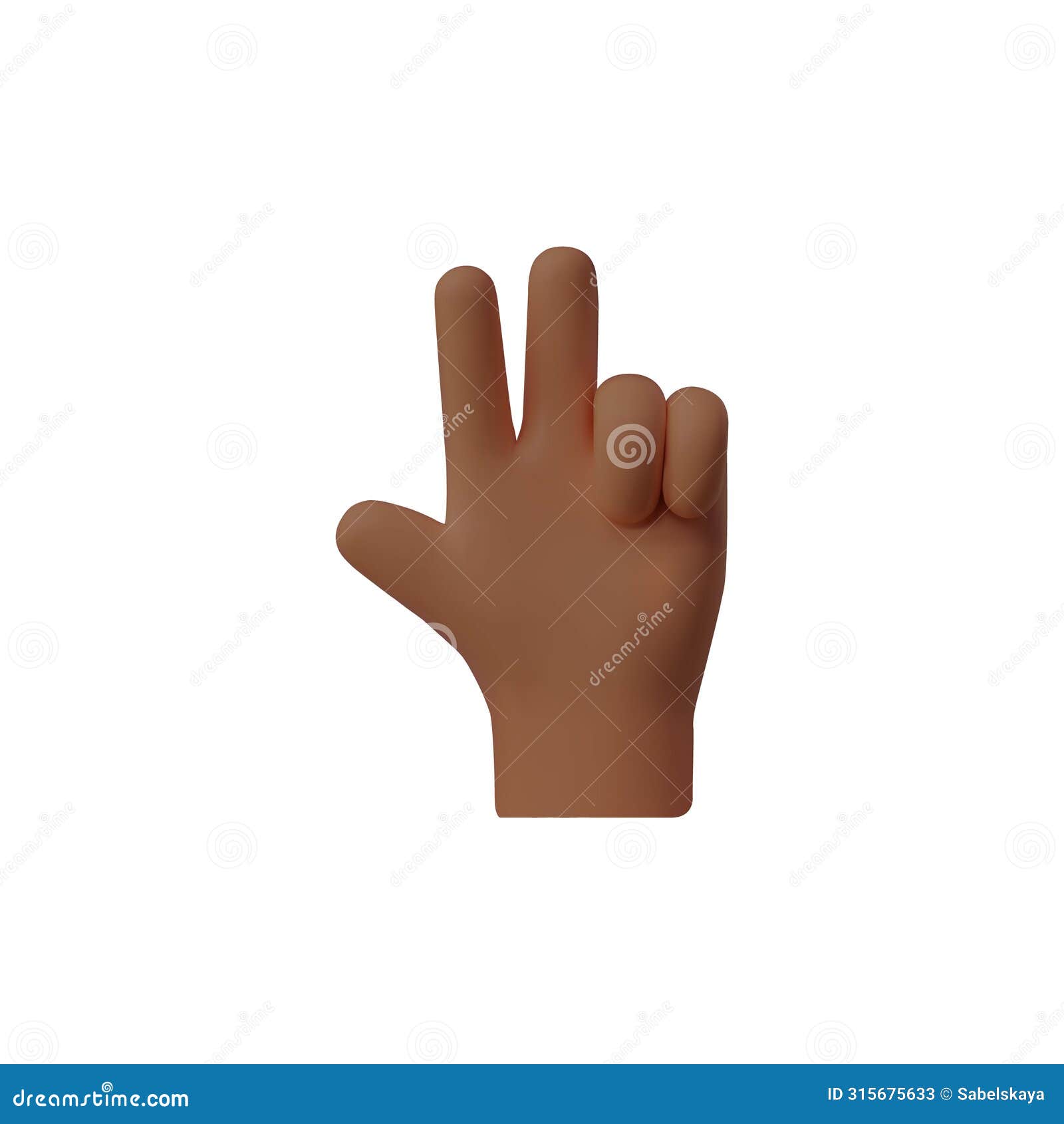 Number Three Hand Gesture 3D Vector Illustration Stock Illustration ...