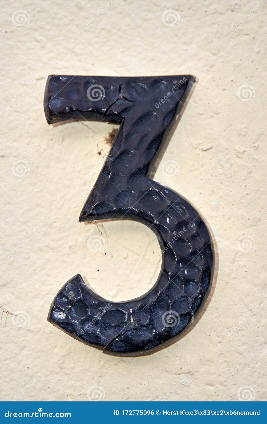 The Number Three on a House Wall Stock Photo - Image of indication ...