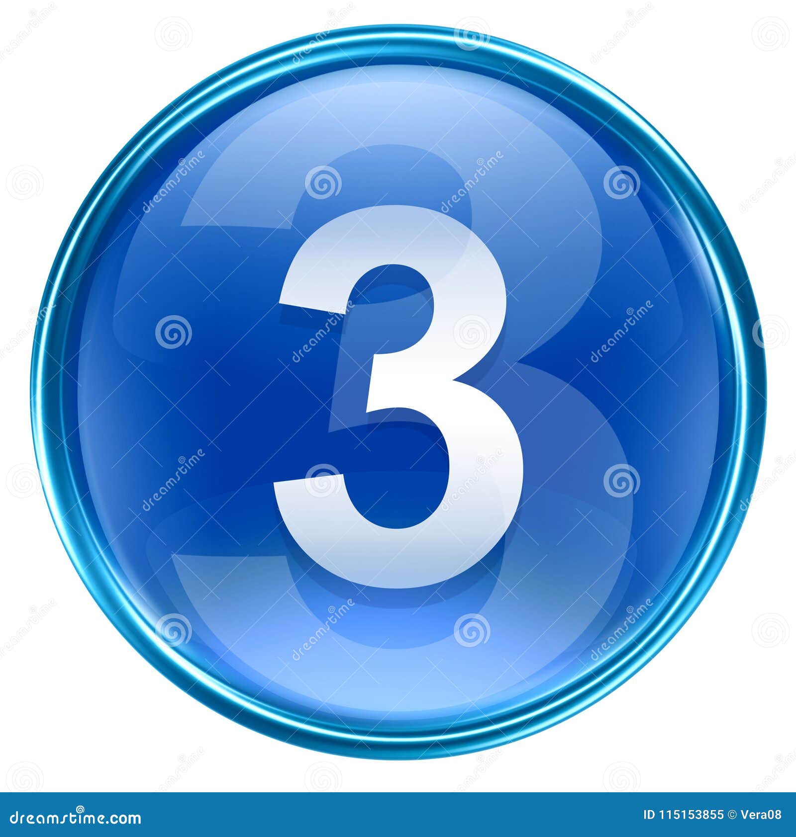 Number three icon blue. stock illustration. Illustration of round ...