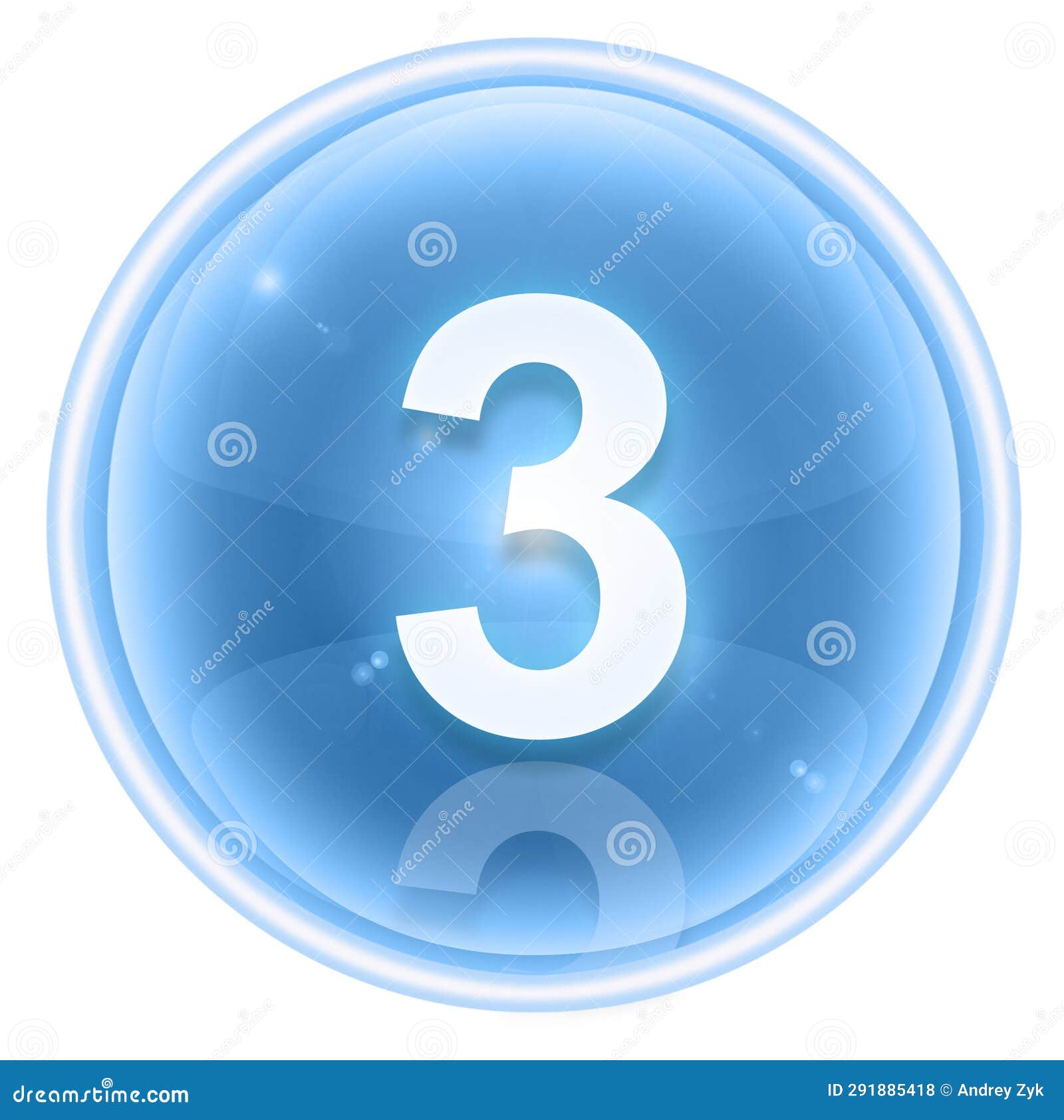 Number three icon ice stock illustration. Illustration of macro - 291885418