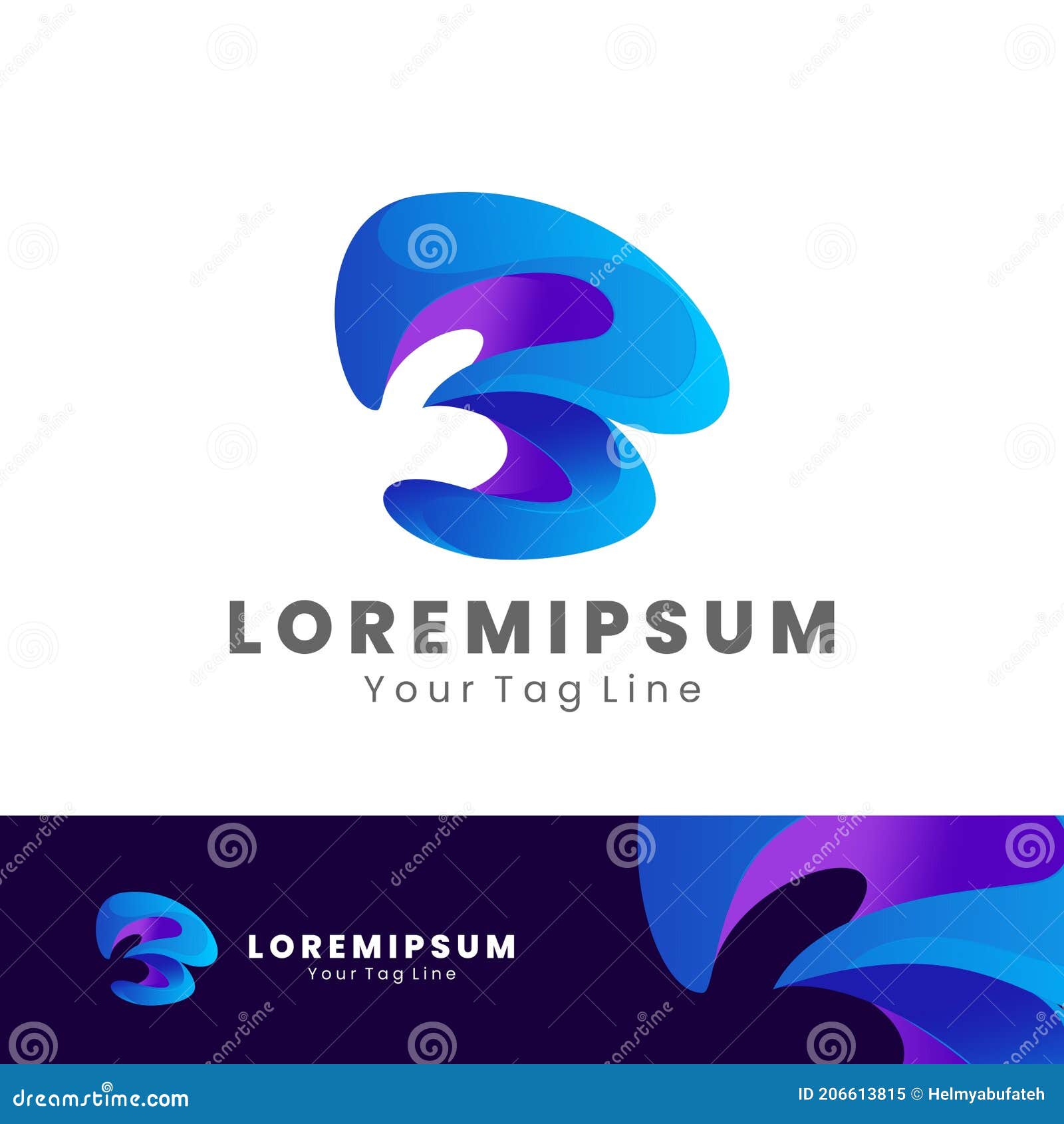 NUMBER 3 THREE LOGO stock vector. Illustration of icon - 206613815