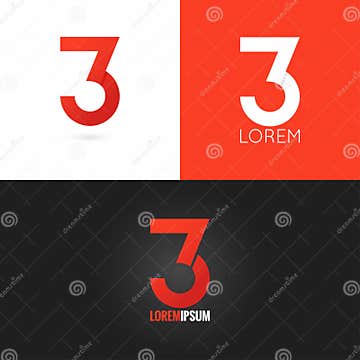 Number Three 3 Logo Design Icon Set Background Stock Vector ...