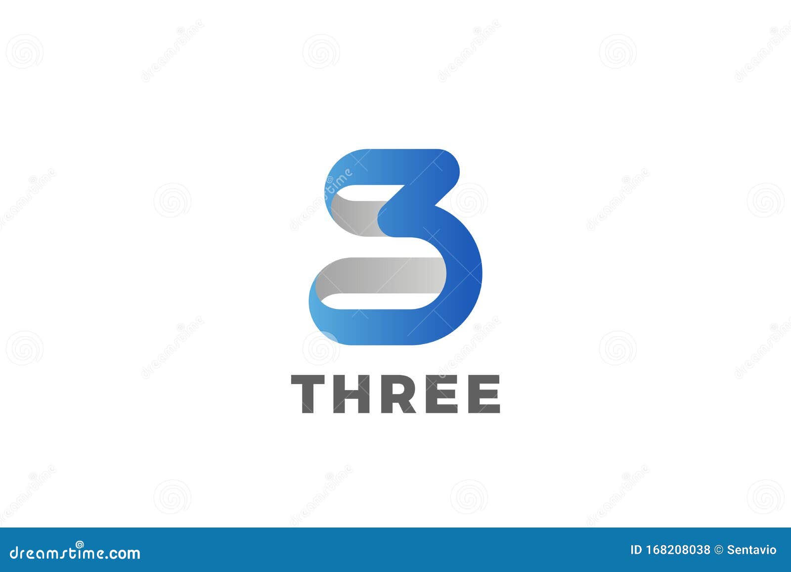 Number 3 Three Logo Design Vector Template Ribbon Font Style Typography ...