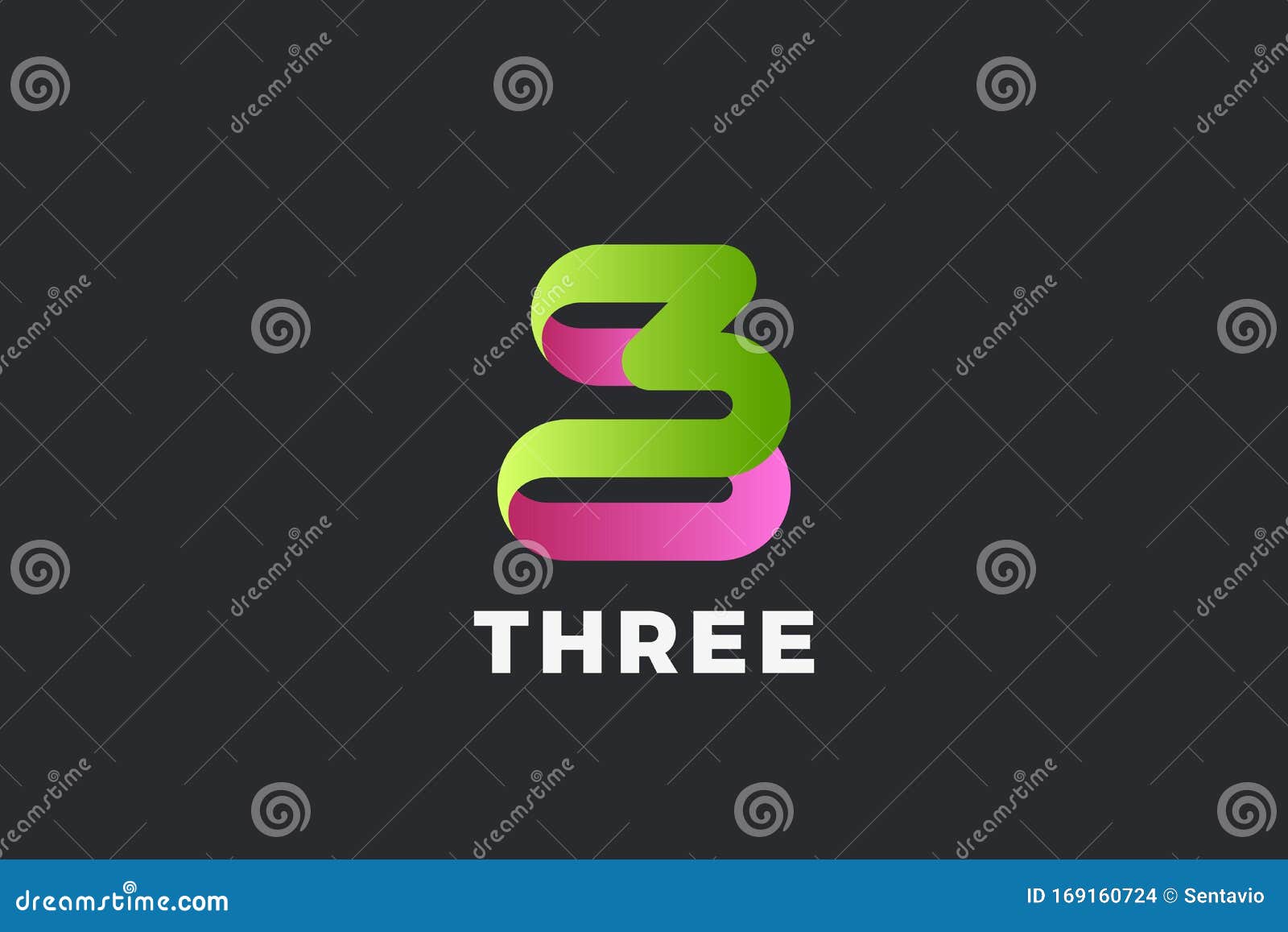 Number 3 Three Logo Design Vector Template Ribbon Font Style Typography ...