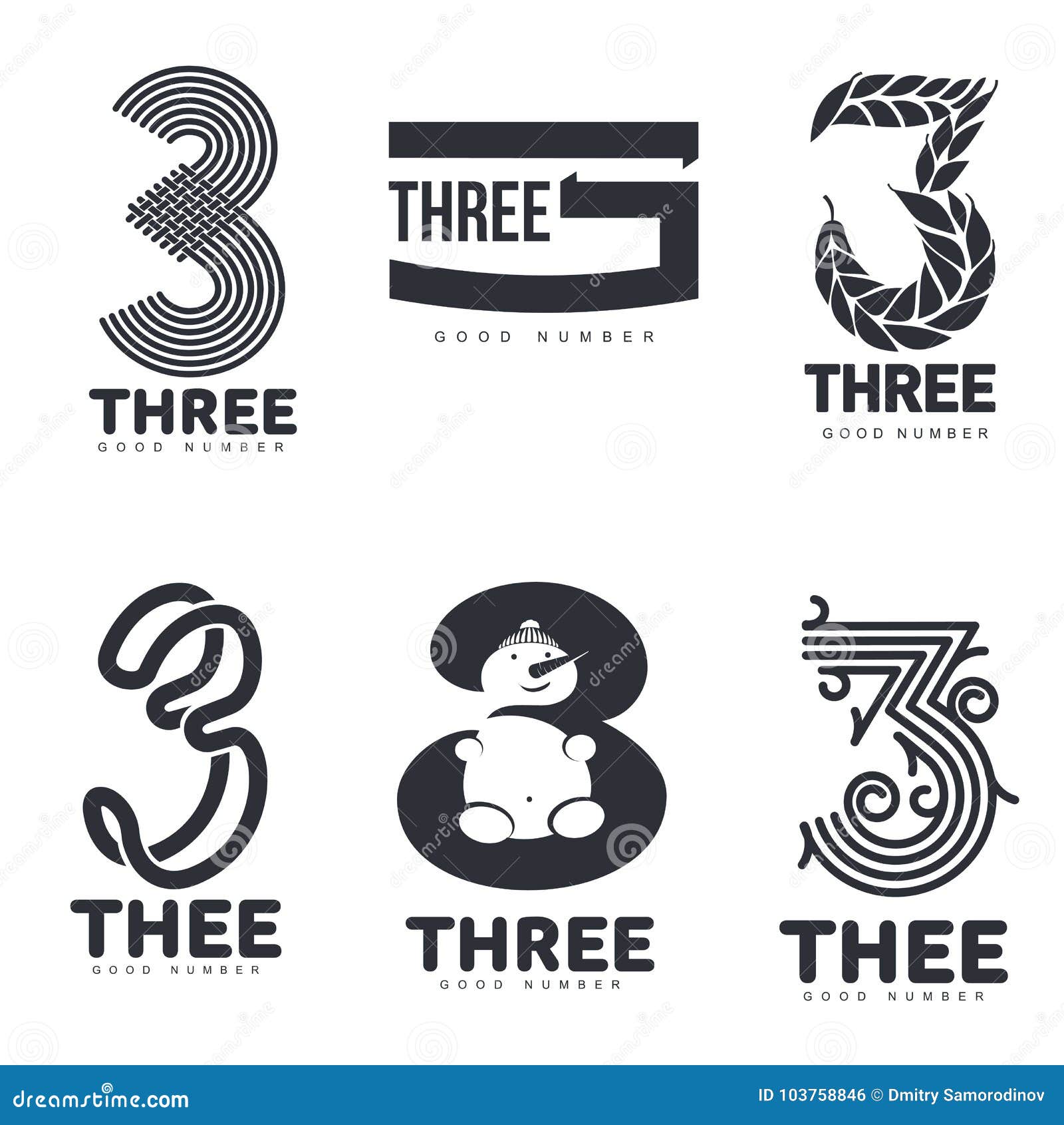 Numeric logo three stock illustration. Illustration of logotype - 103758846