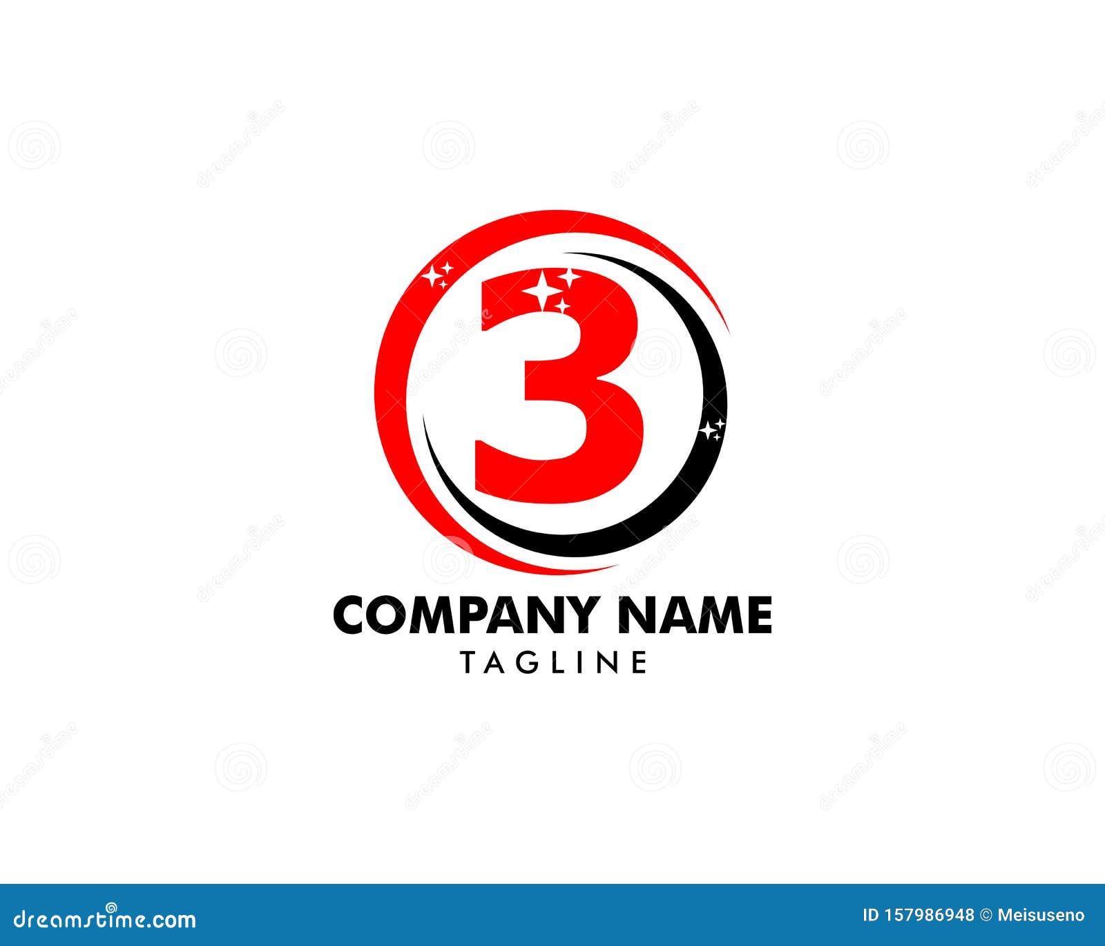 Number Three Logo, Logo 3 Vector Template Stock Vector - Illustration ...