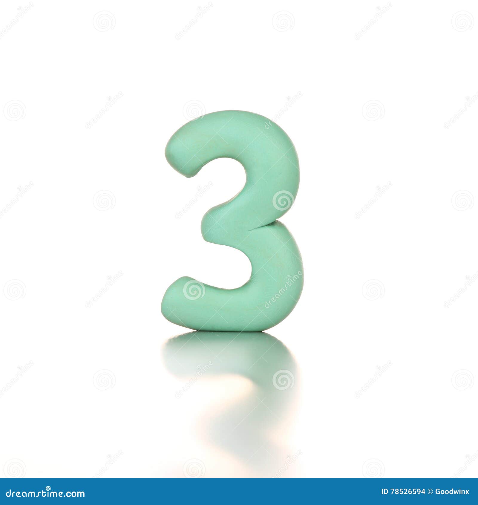 Number Three 3 Made from Plasticine Isolated Green Stock Photo - Image ...