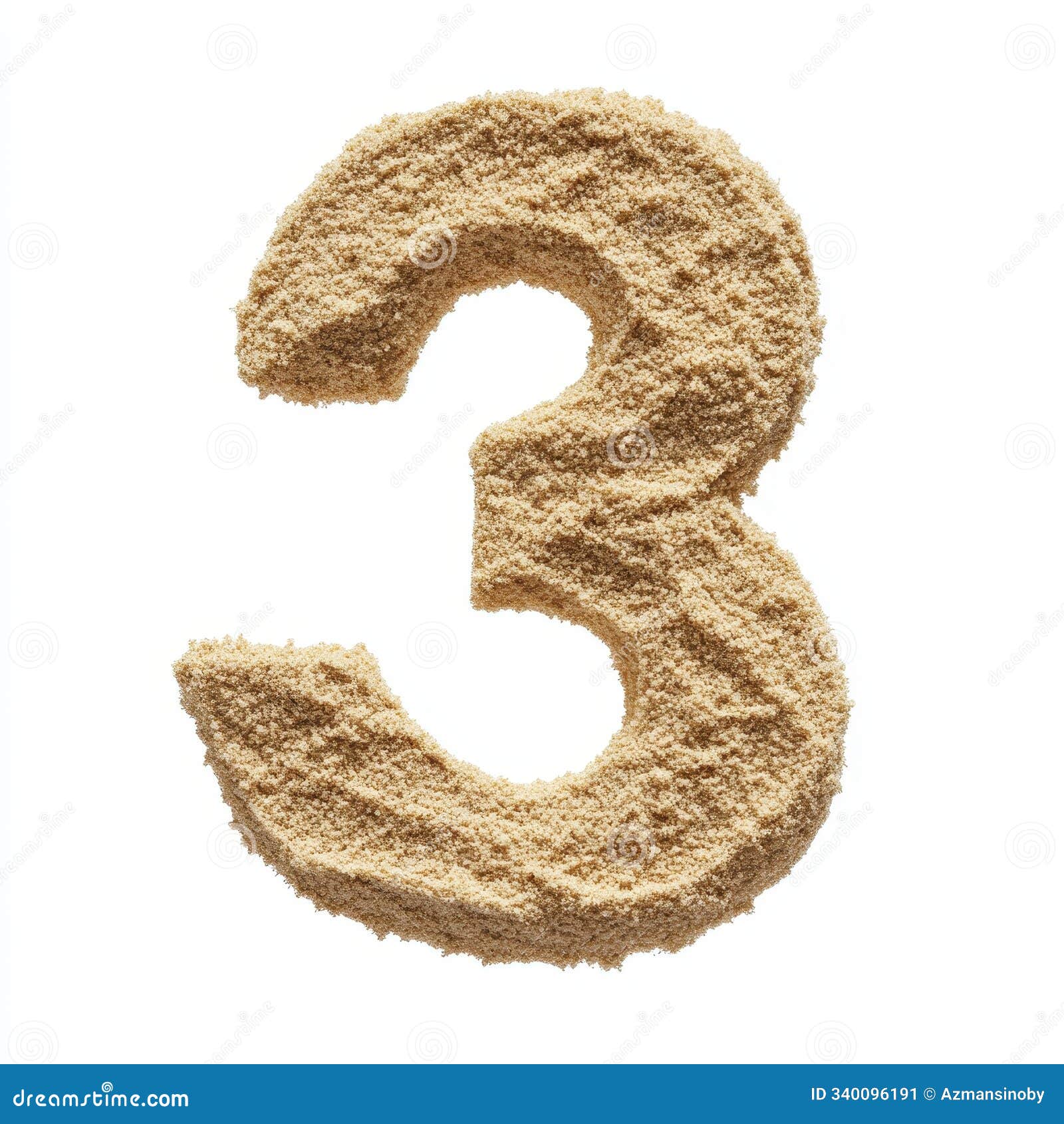 A Number Three Made from Textured Beige Material, Possibly Sand or ...