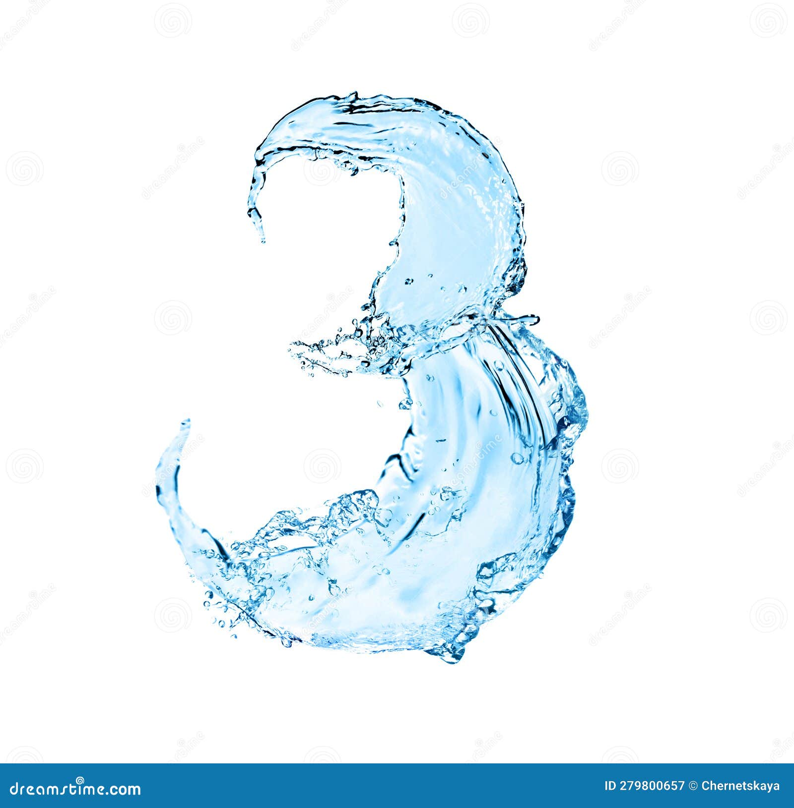 Number Three Made of Water on White Background Stock Image - Image of ...