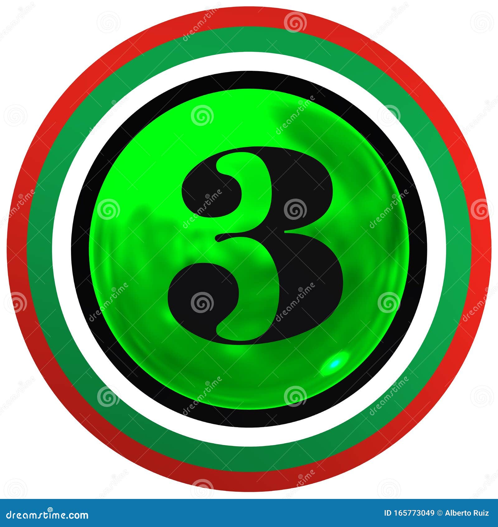 Number Three Over Bright Sphere with Circles Stock Illustration ...