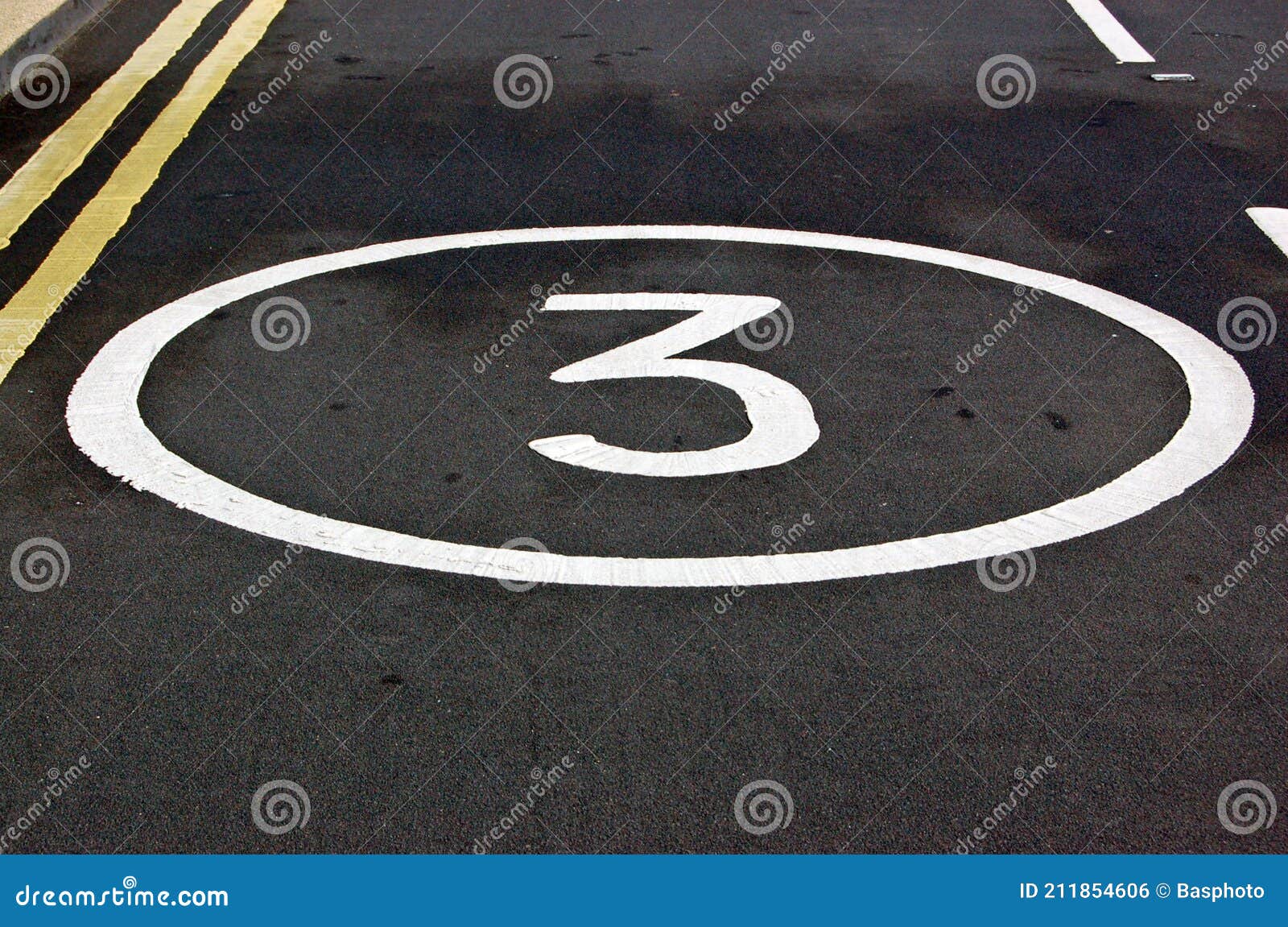 Number Three Painted on Road Stock Photo - Image of tarmac, painted ...