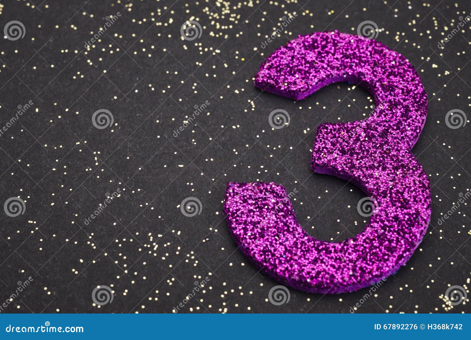 Number Three Purple Color Over a Black Background. Anniversary Stock ...