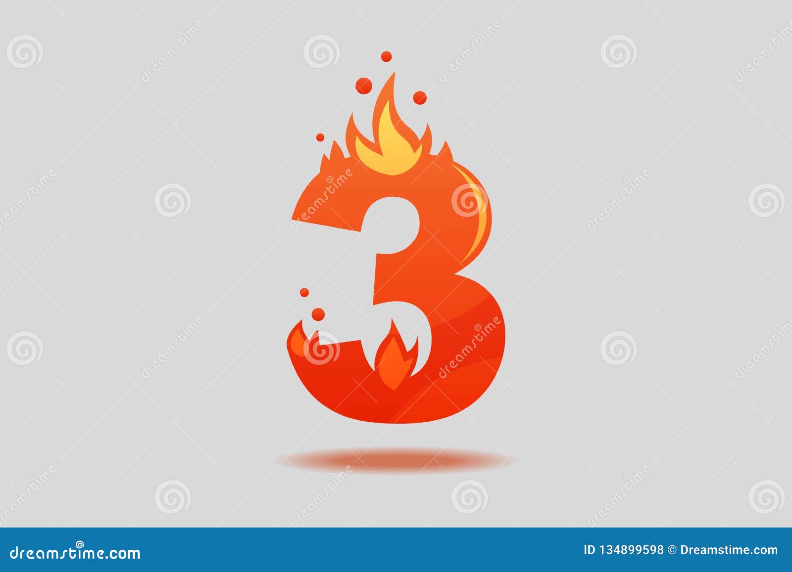Number Three with Red Flames and Sparks Stock Vector - Illustration of ...