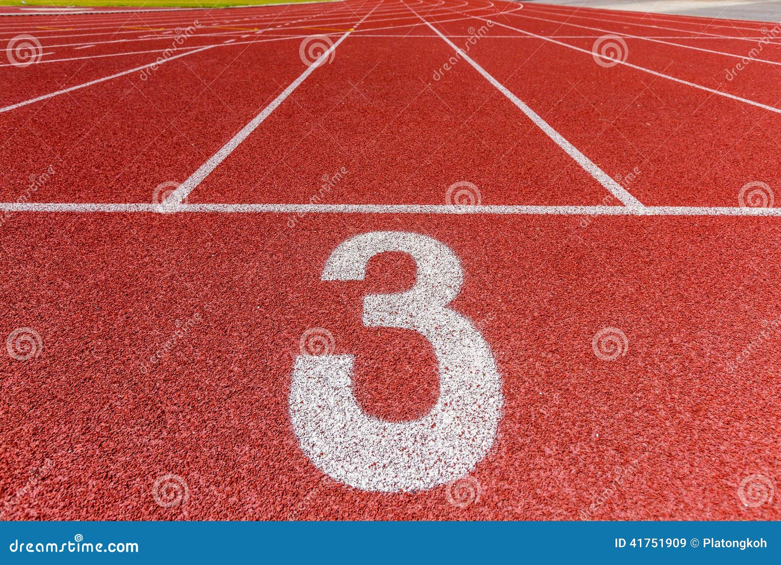 Number Three on the Running Track Stock Image - Image of competition ...