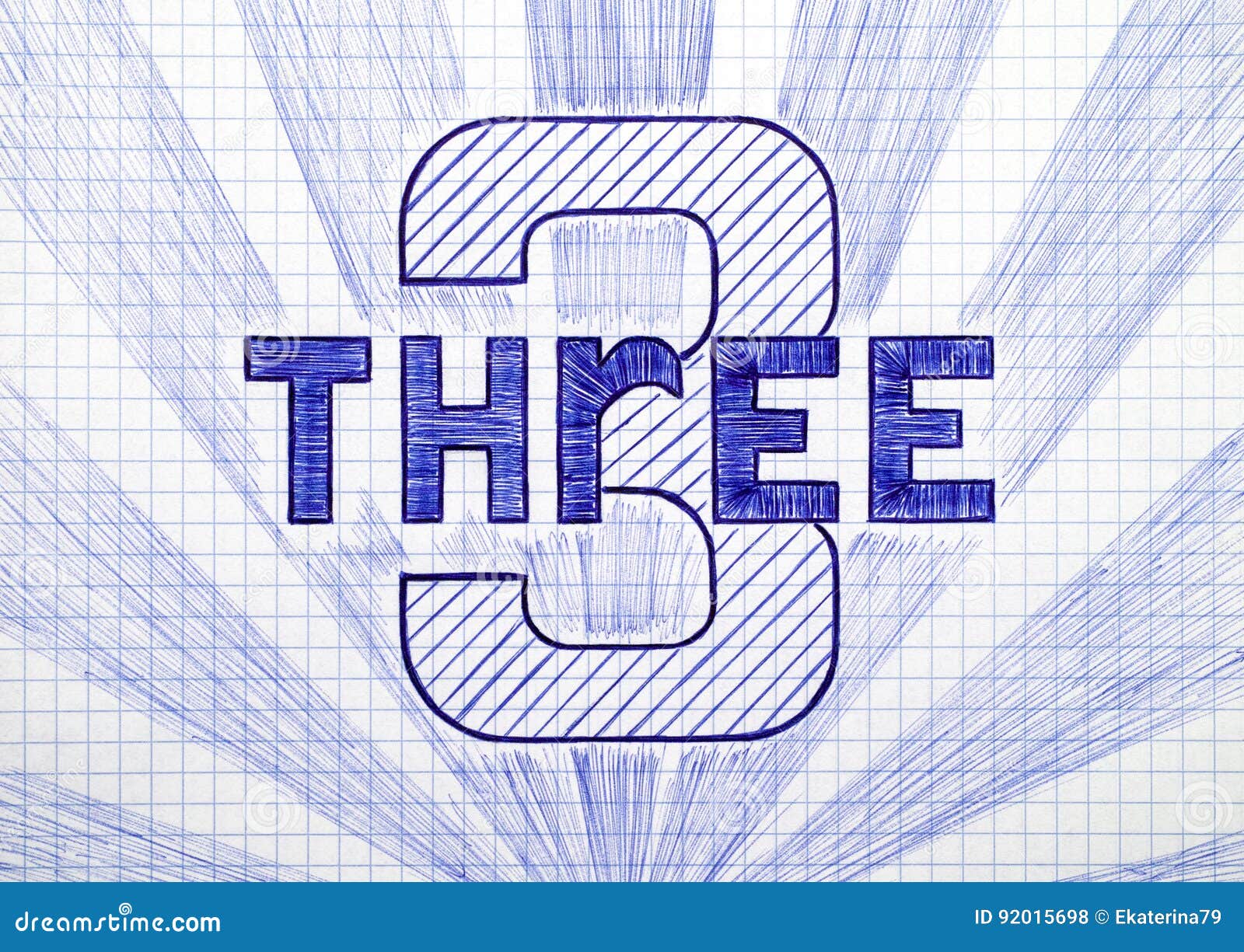 Number Three on the Sheet of Checkered Paper Stock Photo - Image of ...