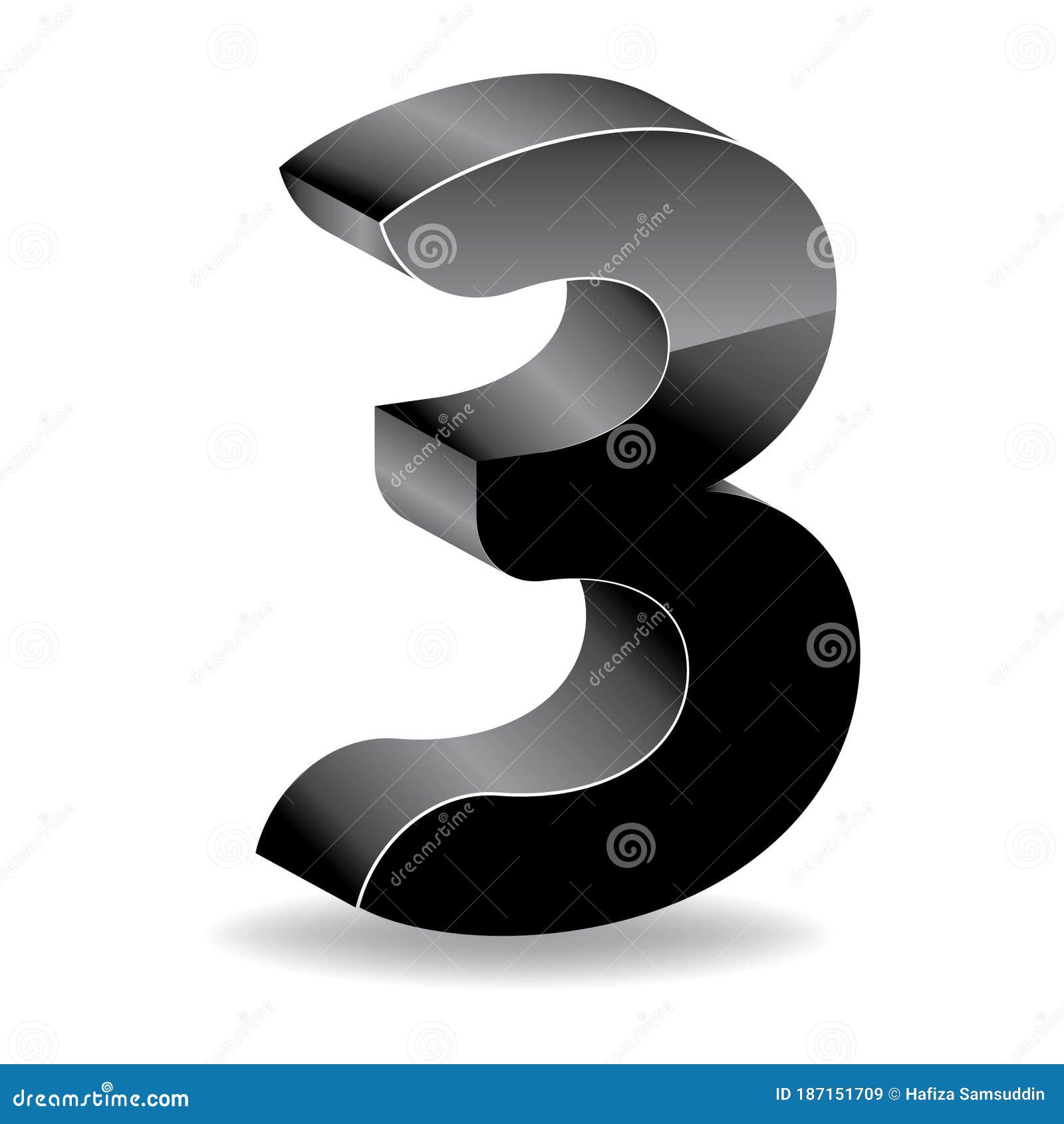 Number Three. Vector Illustration Decorative Design Stock Vector ...