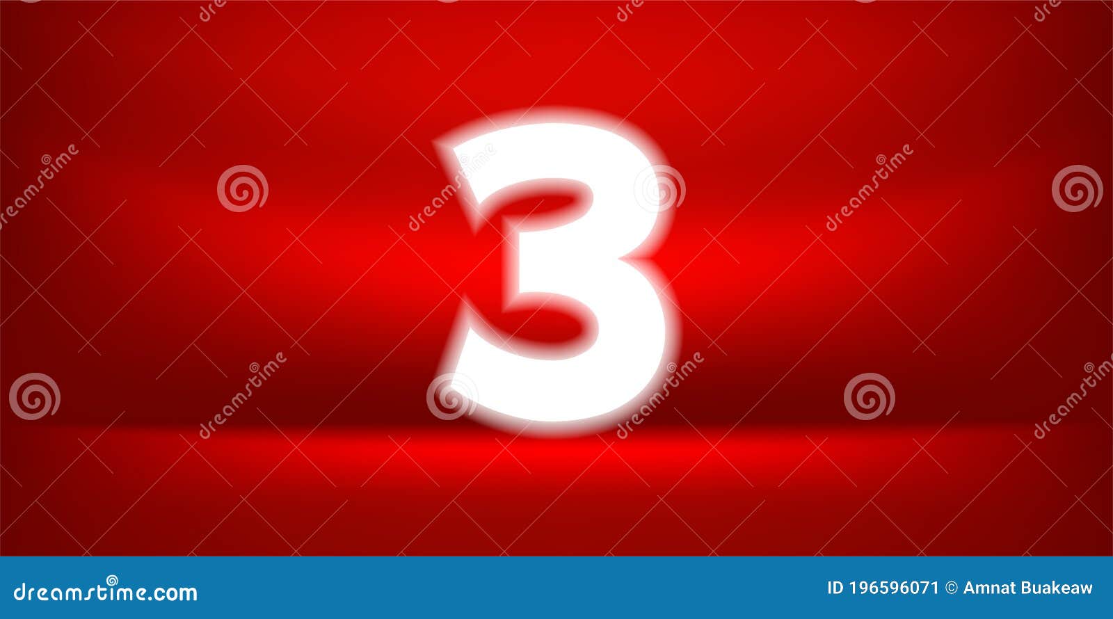 Number Three White Glow on Red Luxurious Background, No. 3 on Red ...