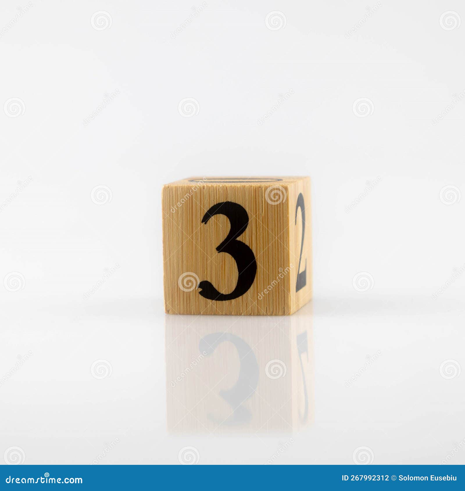 Number 3 Three Wooden Cube with Number Isolated in White with ...