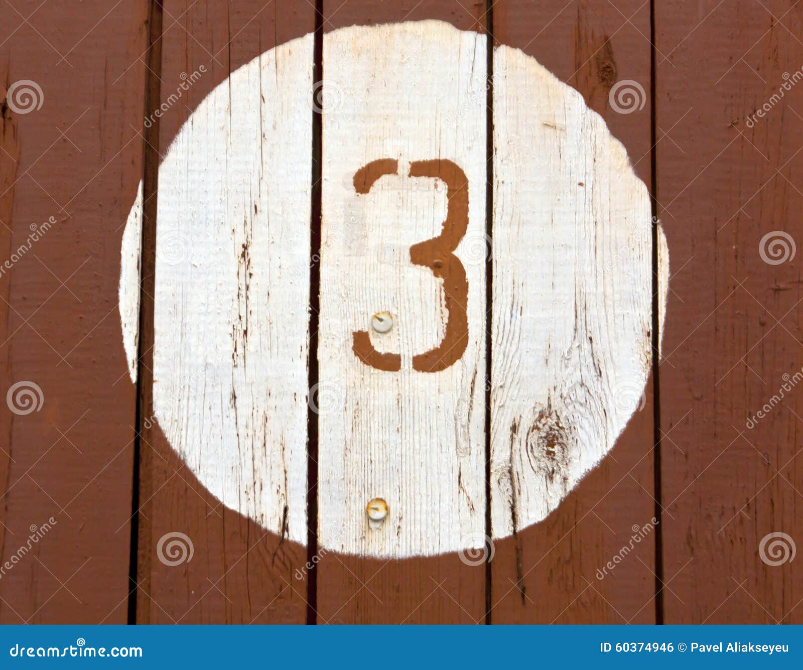Number Three on Wooden Painted Wall. Stock Photo - Image of industrial ...