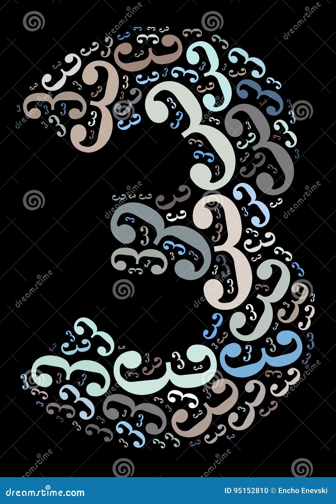 Number Three Wordcloud Concept Stock Illustration - Illustration of ...