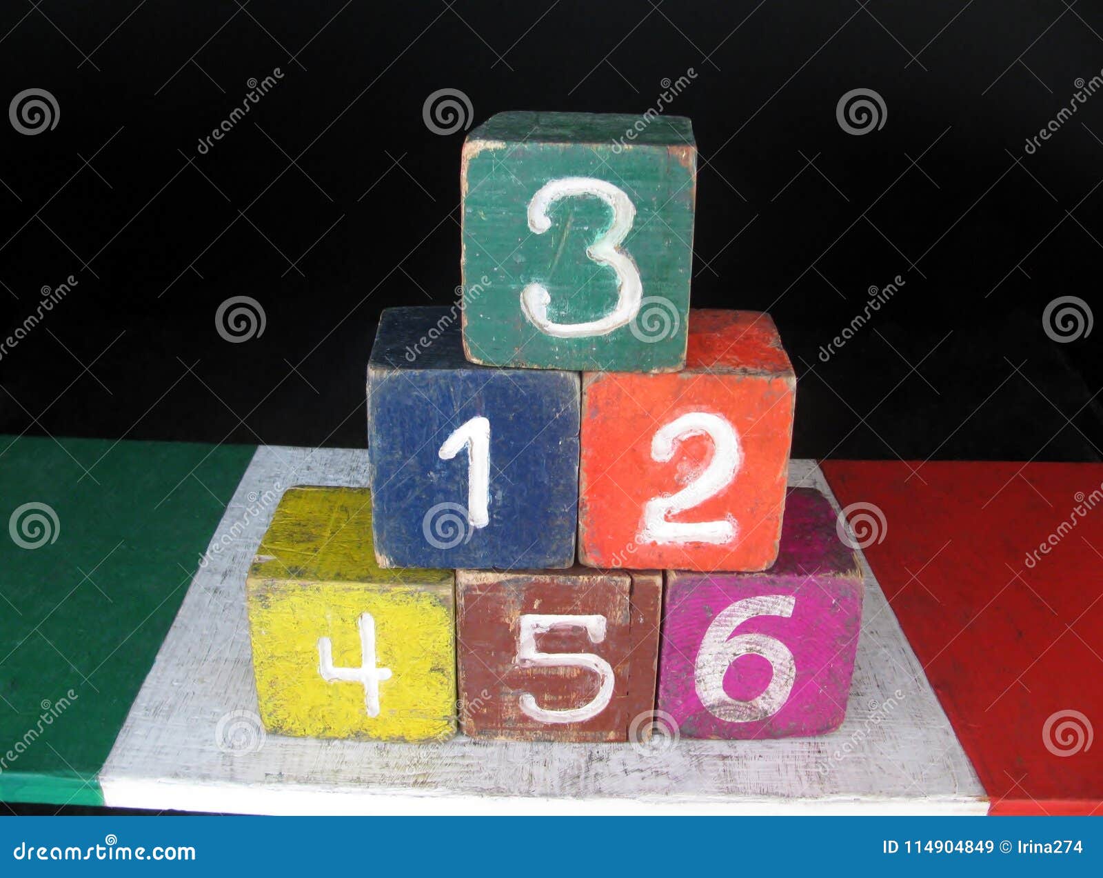 Number 3 is on Top of Pyramid Made of 6 Numeric Blocks Stock Image ...