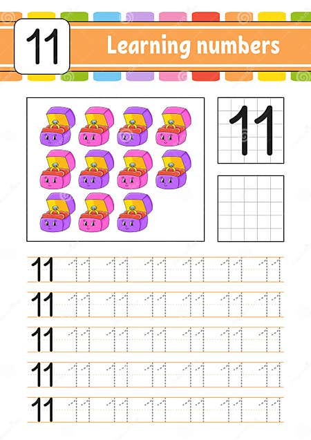 Number 11. Trace and Write. Handwriting Practice. Learning Numbers for ...