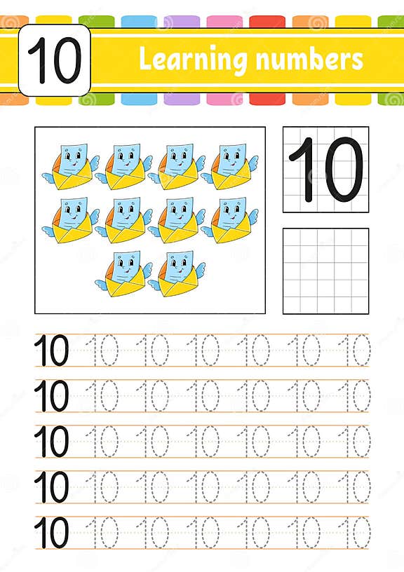Number 10. Trace and Write. Handwriting Practice. Learning Numbers for ...