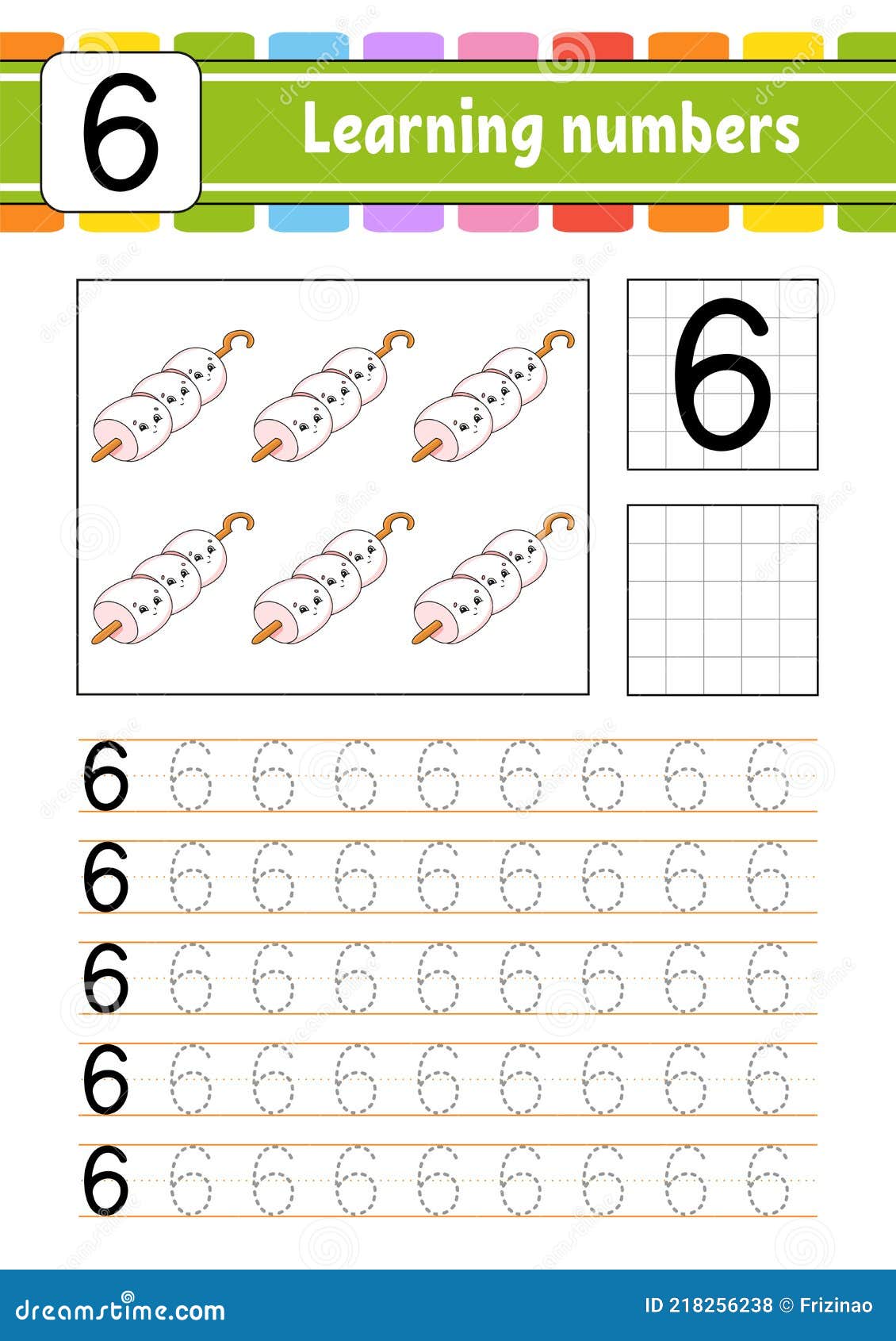Number 6. Trace and Write. Handwriting Practice. Learning Numbers for ...