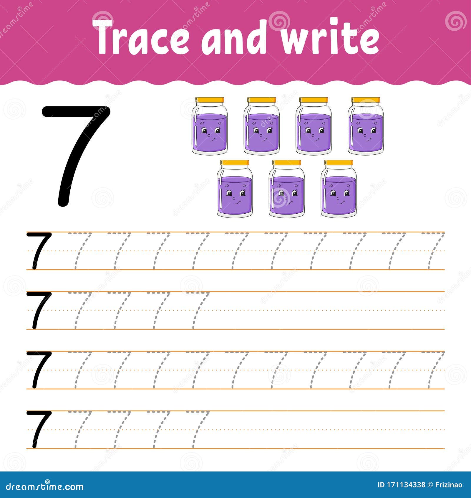 Number 7. Trace and Write. Handwriting Practice. Learning Numbers for ... Number 7. Trace and Write. Handwriting Practice. Learning Numbers for ...