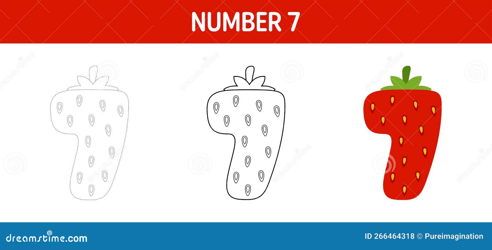 Number 7 Tracing and Coloring Worksheet for Kids Stock Vector ...