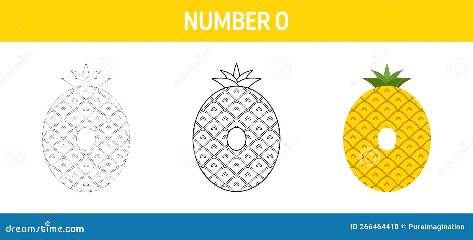 Number 0 Tracing and Coloring Worksheet for Kids Stock Vector ...