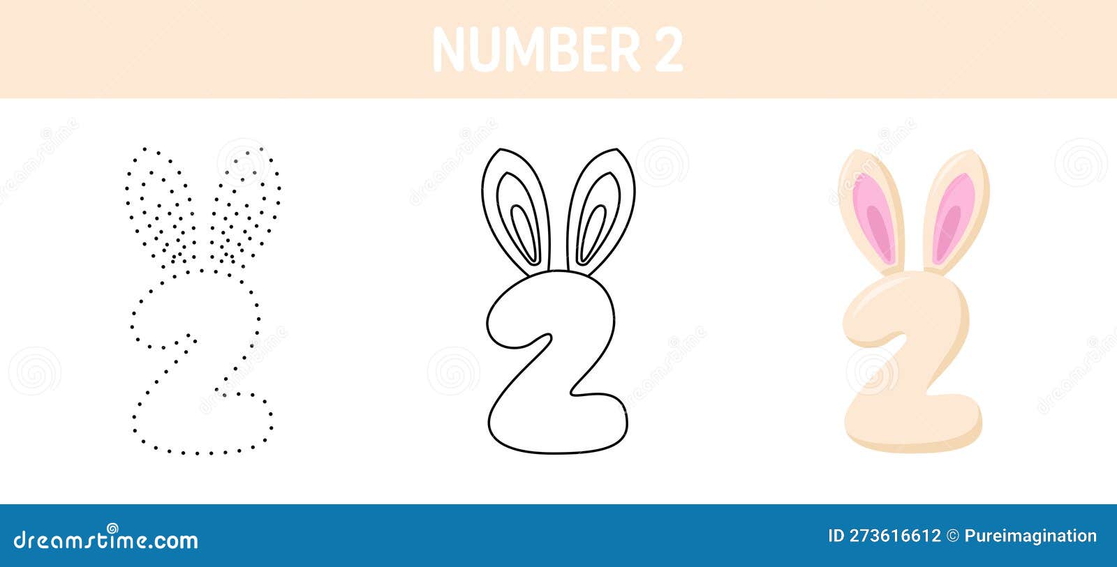 Number 2 Tracing and Coloring Worksheet for Kids Stock Vector ...