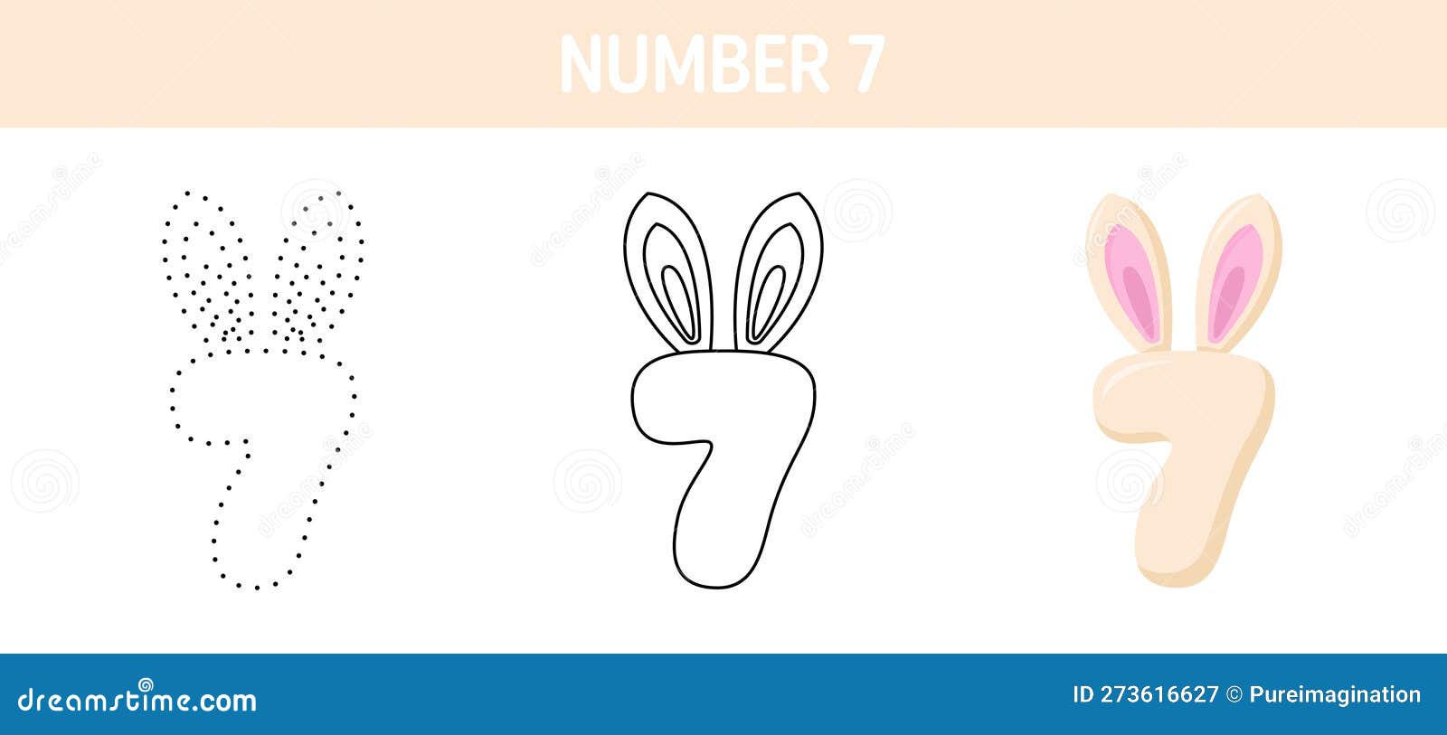 Number 7 Tracing and Coloring Worksheet for Kids Stock Vector ...