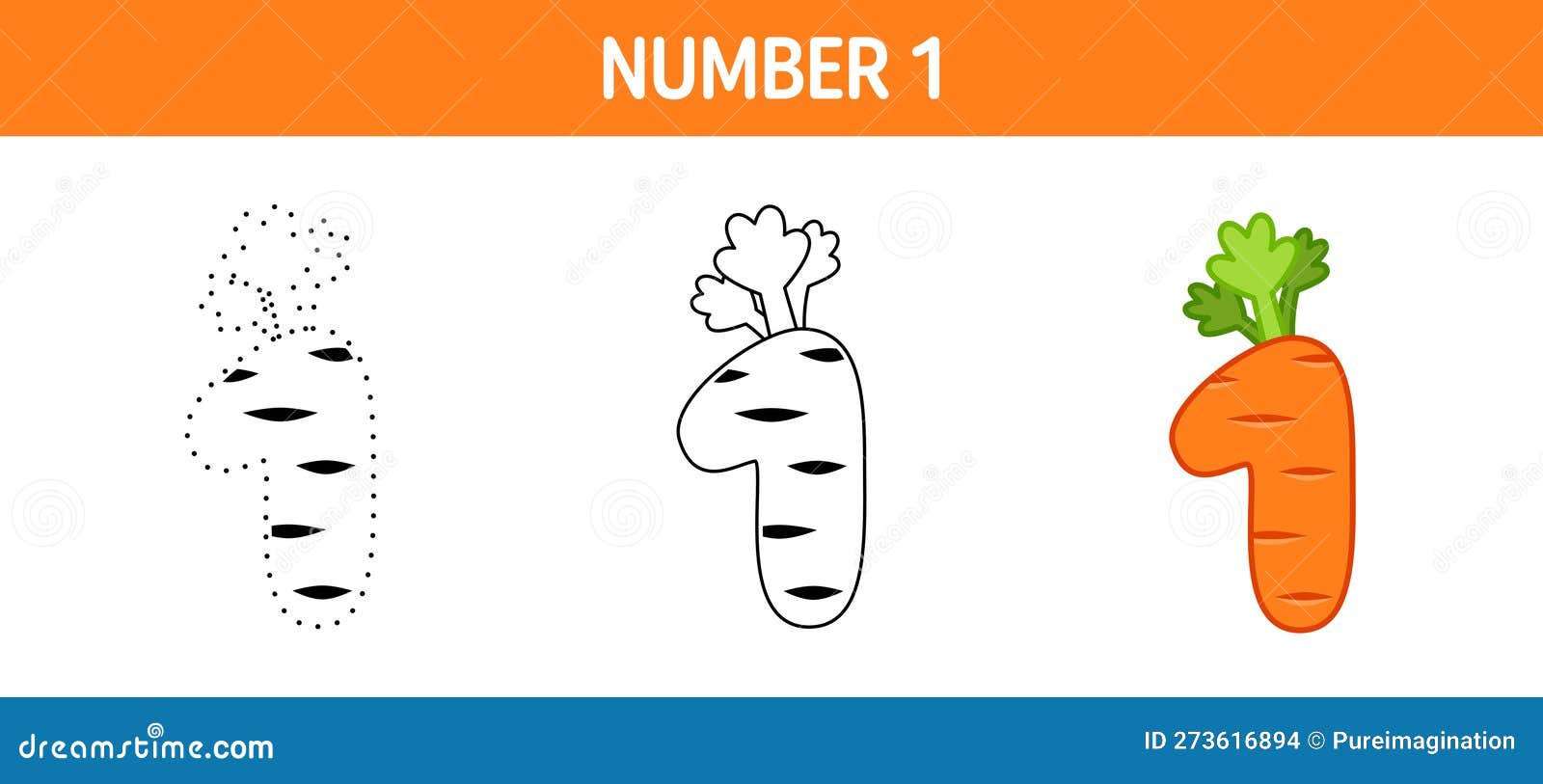Number 1 Tracing and Coloring Worksheet for Kids Stock Vector ...