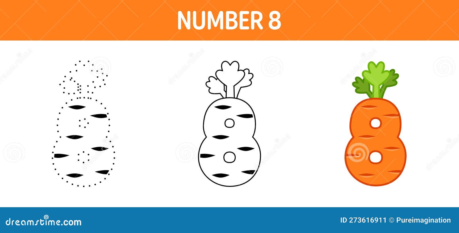 Number 8 Tracing and Coloring Worksheet for Kids Stock Vector ...