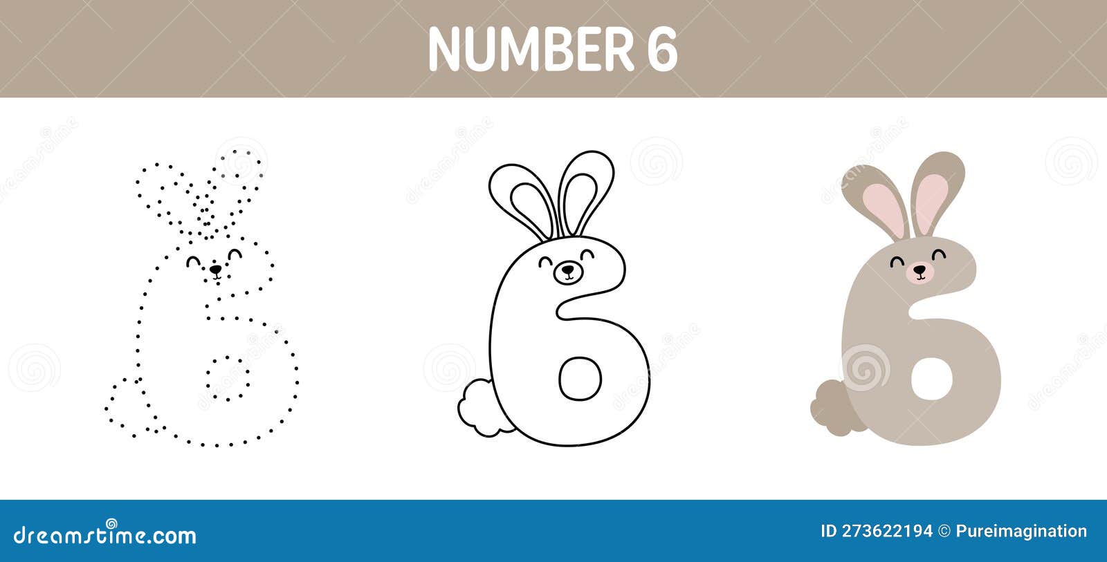 Number 6 Tracing and Coloring Worksheet for Kids Stock Vector ...