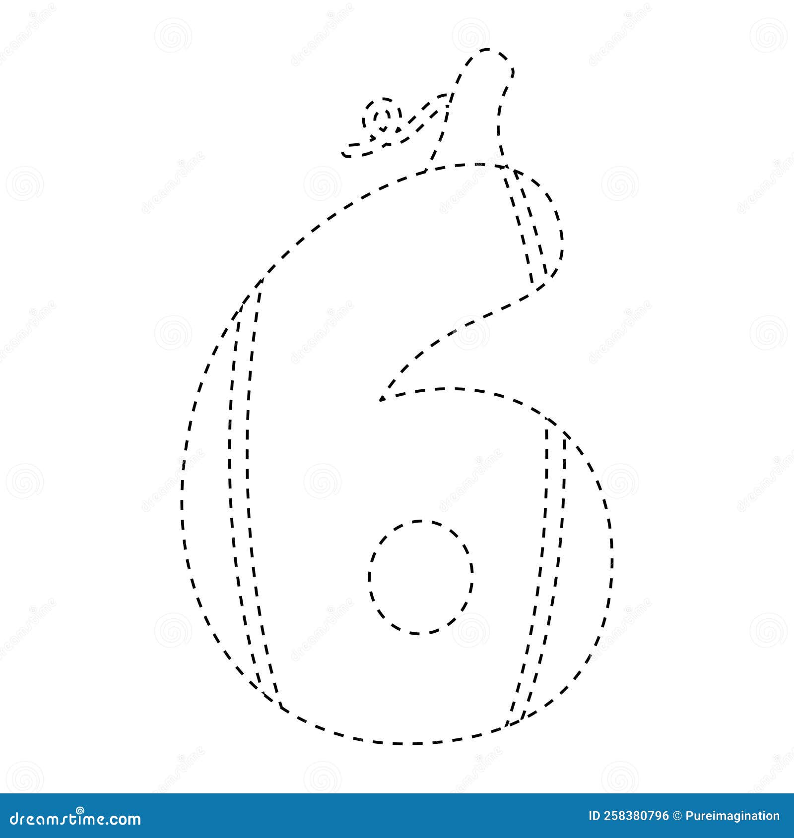 Number 6 Tracing Worksheet for Kids Stock Vector - Illustration of kids ...