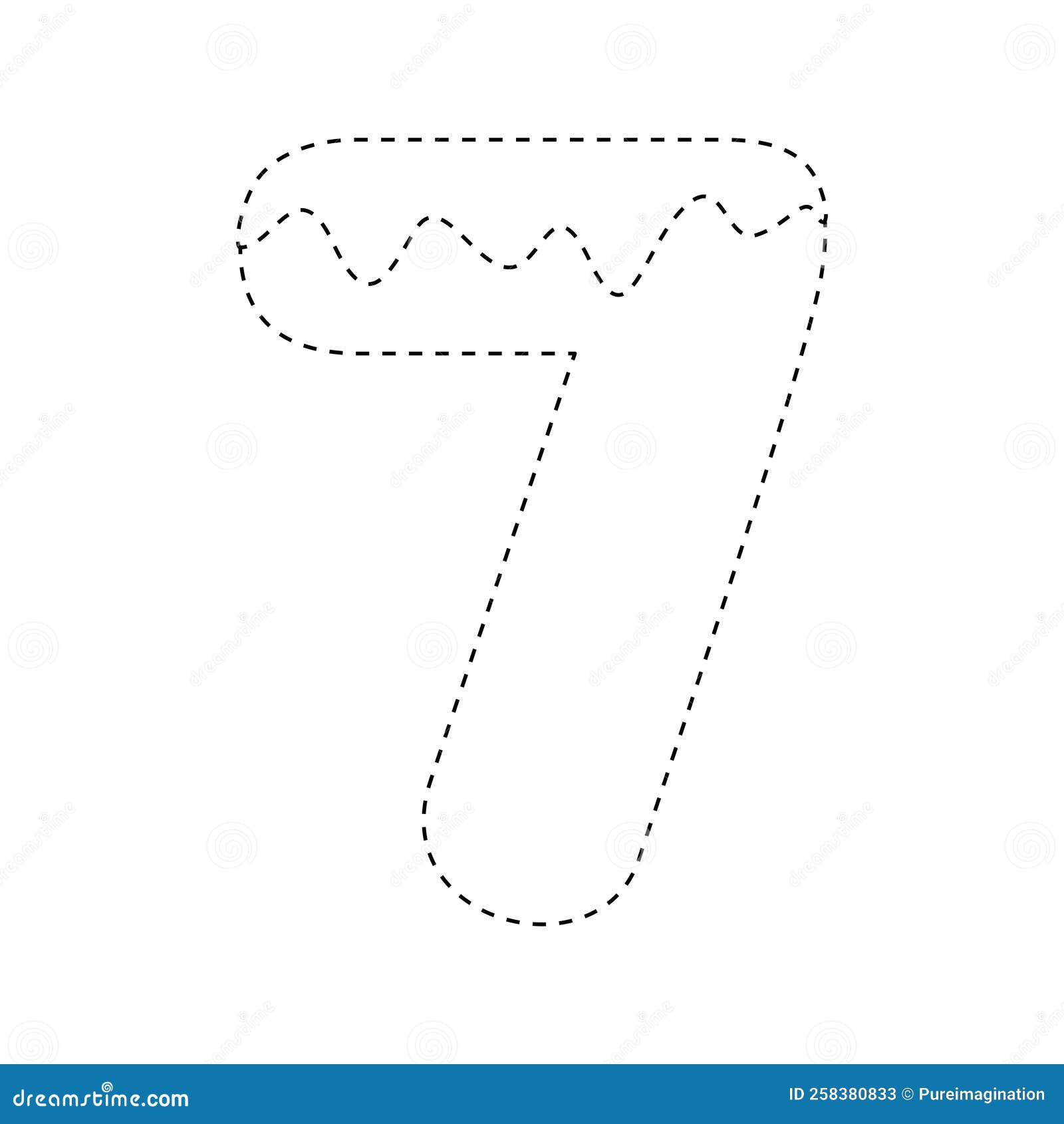 Number 7 Tracing Worksheet for Kids Stock Vector - Illustration of cube ...