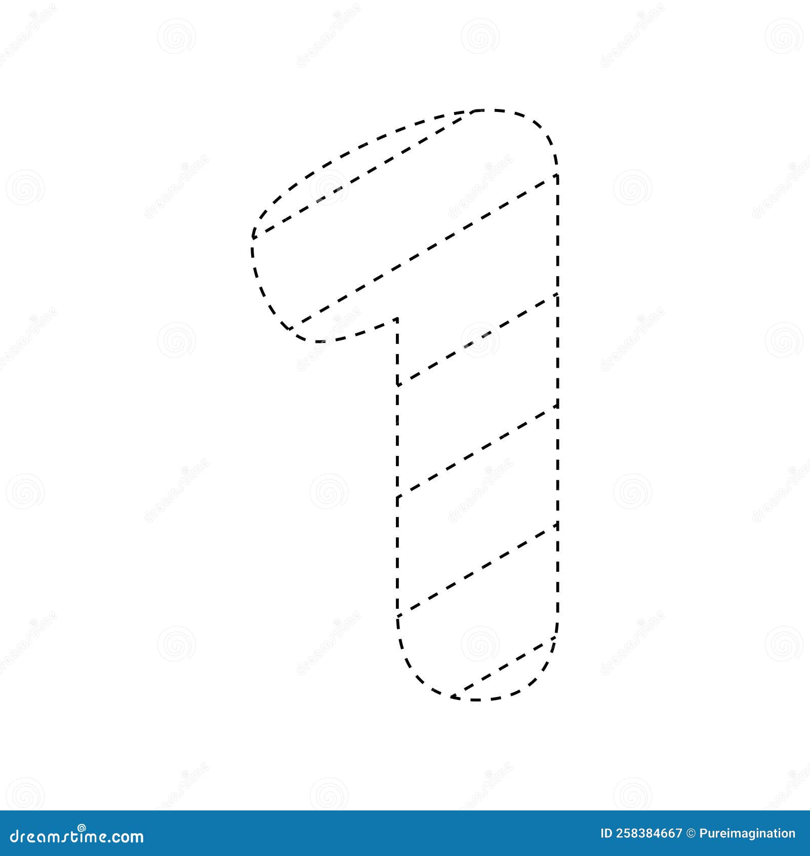 Number 1 Tracing Worksheet for Kids Stock Vector - Illustration of ...