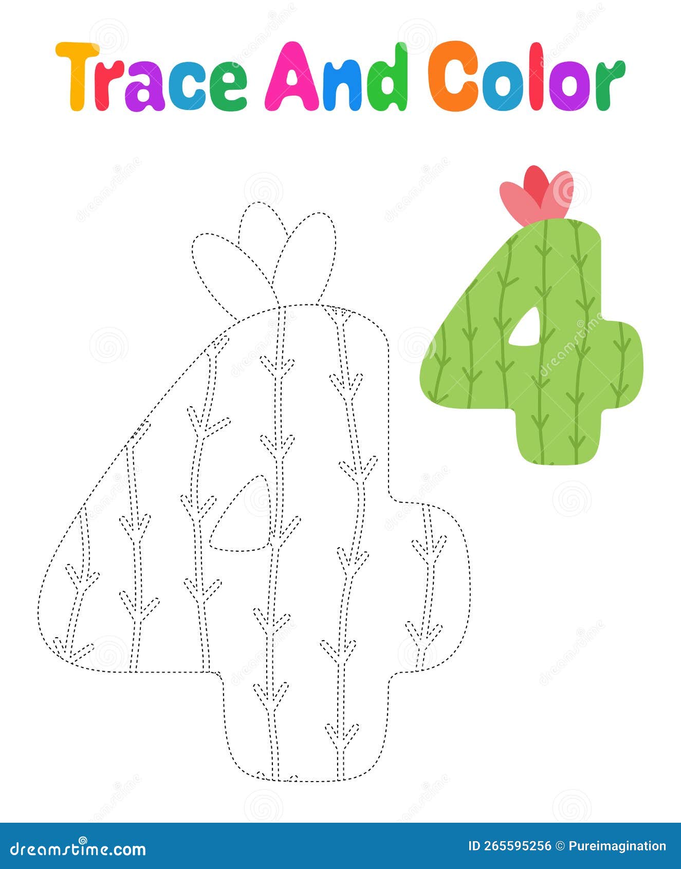 Number 4 Tracing Worksheet for Kids Stock Vector - Illustration of line ...